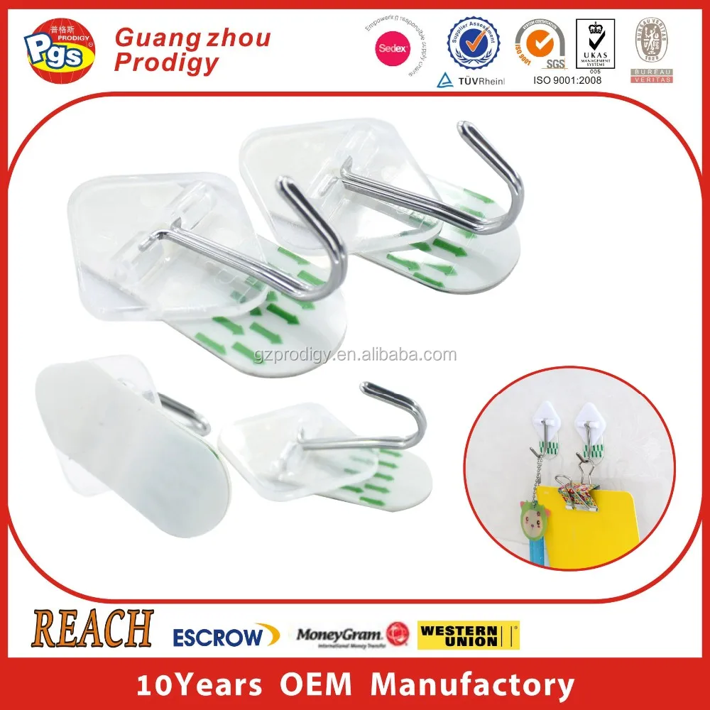 Plastic Wall Hanger Hook Transparent Small Door Hooks Hangers Plastic ...