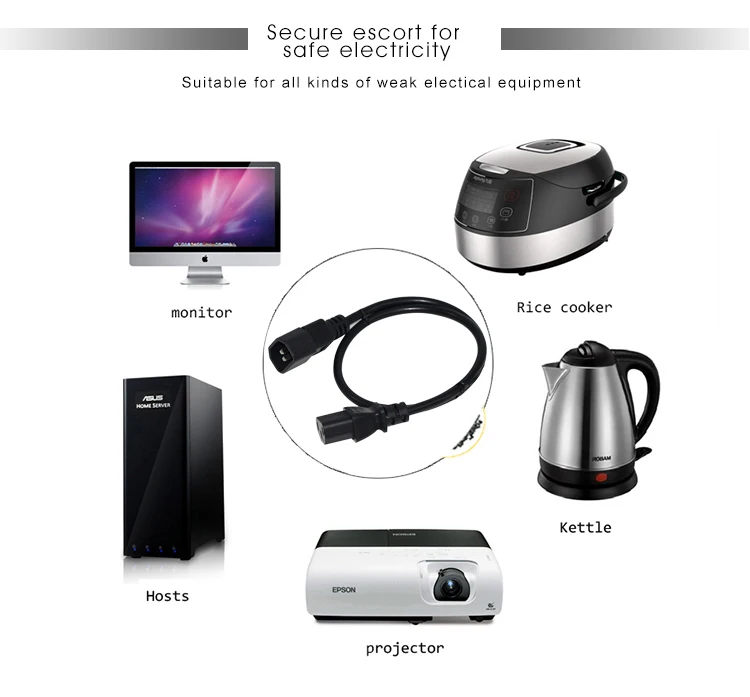 C13 To C14 Braided Types 220v Switch 230 Volt For Steam H05vv-f 3g1.0mm ...