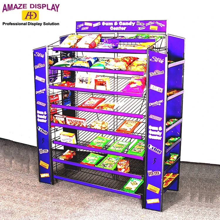 Wholesale Supermarket Multi Tier Wire Shelves for Snacks
