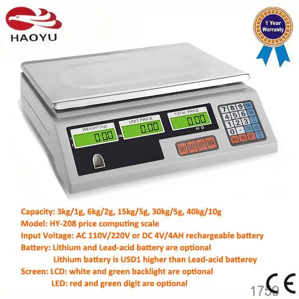 Haoyu Price Electronic Scale Acs Electronic Price Weighing Scale