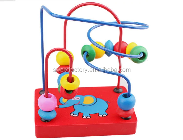 Elephant String Beads Beads Toy Car,Education Animal Wooden Stringing ...