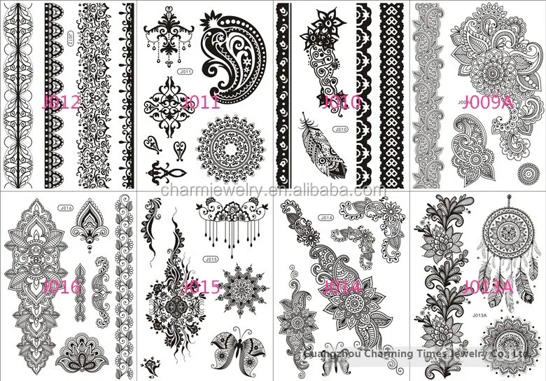 Fashion Lace Flash Tattoo Sticker 15*21cm Waterproof Henna Tattoo J019 ...