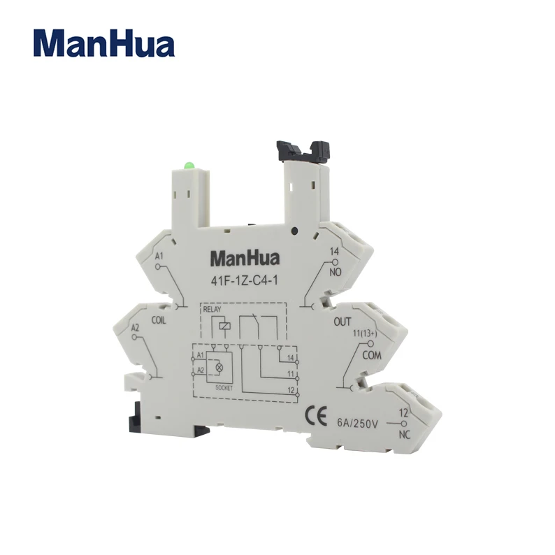 Manhua 41f-1z-c4 1p Din Rail Socket Holder Plug-in Relay Base Including ...