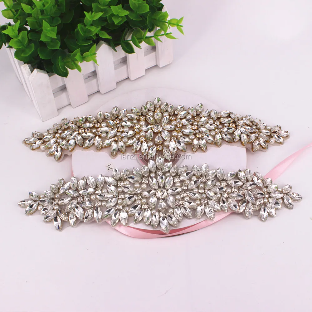 Rhinestone Embellishment Bridal Belt Beaded Fancy Diamond Sash Applique ...