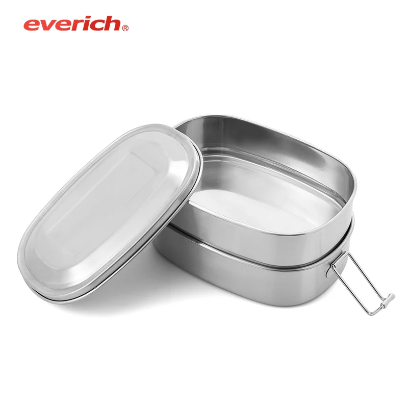 2 Kompartemen Makanan Kotak Wadah Stainless Steel Kotak Bento dengan ...