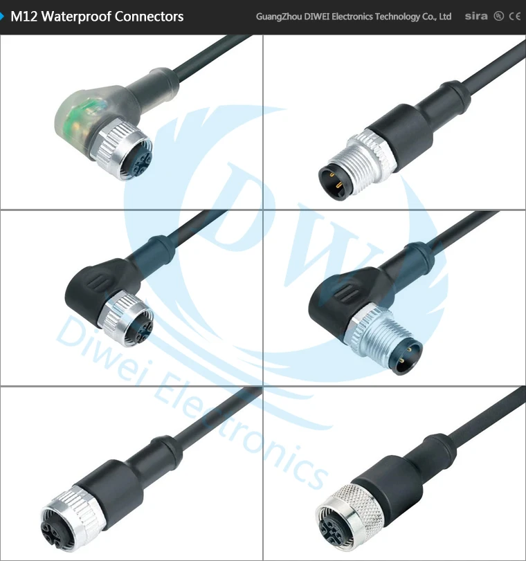 High Quality Waterproof Electrical Wiring Connectors M12 2 3 4 5 6 8 ...