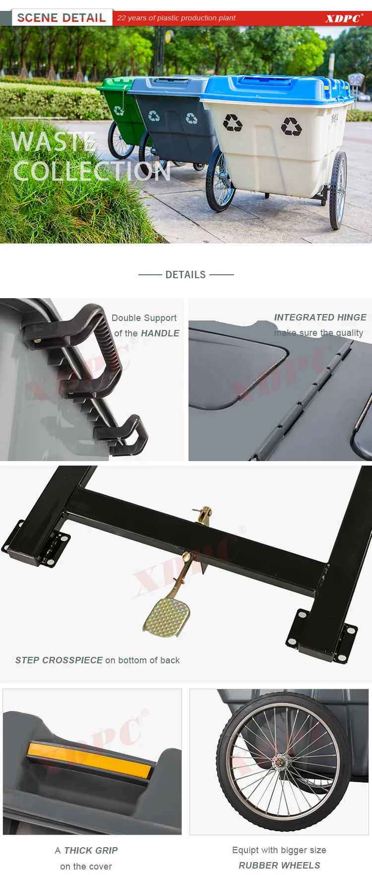 400L Outdoor Plastic Garbage Container - Durable & Sustainable