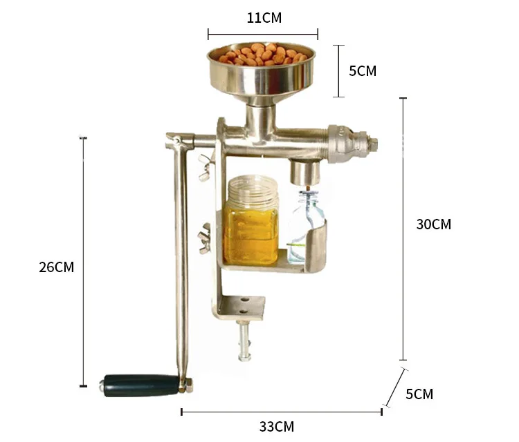 Stainless Steel Hand Crank Operated Manual Oil Press Machine Mini ...