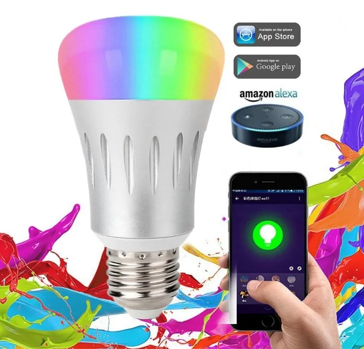 Led Smart Led Bulb Blue Mesh Led Rgbw Wifi Light B22 E27 Base Wireless ...