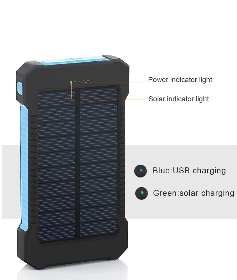 Mini 10000mah Solar Power Bank Solar Charger 2 Usb Ports External ...