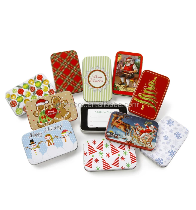 Rectangular Shape Flat Tin Gift Card Holder With Hanging Card Bag - Buy ...