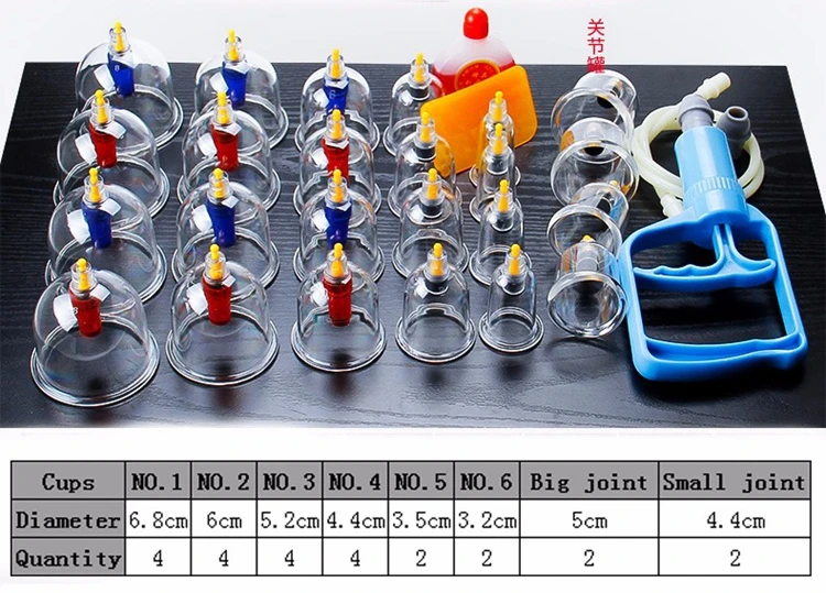 24 Cups Set Chinese Acupuncture Cupping Body Massage Blood Cupping ...