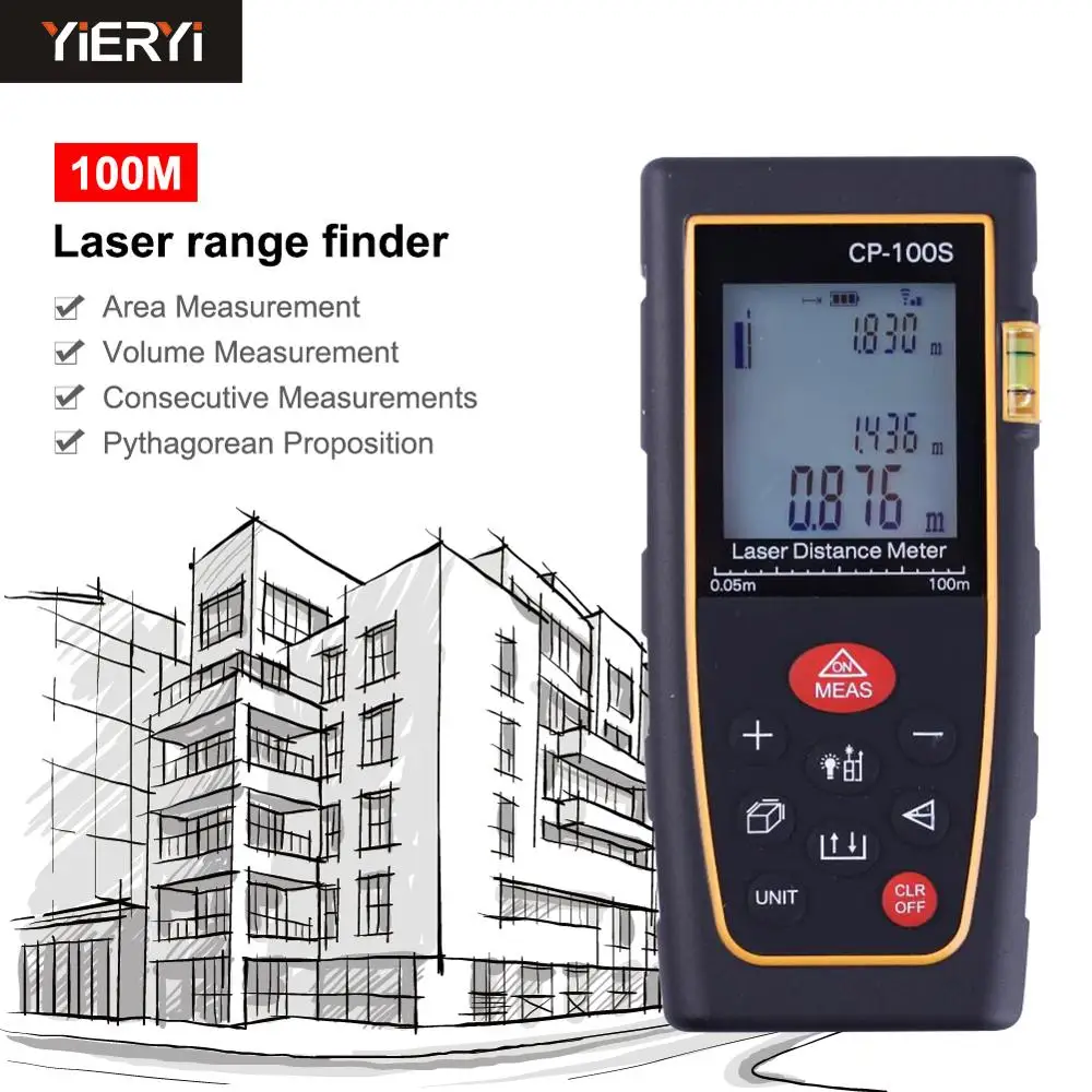 NEW Ultrasonic Distance Measurer Rangefinder with Laser Pointer 100M