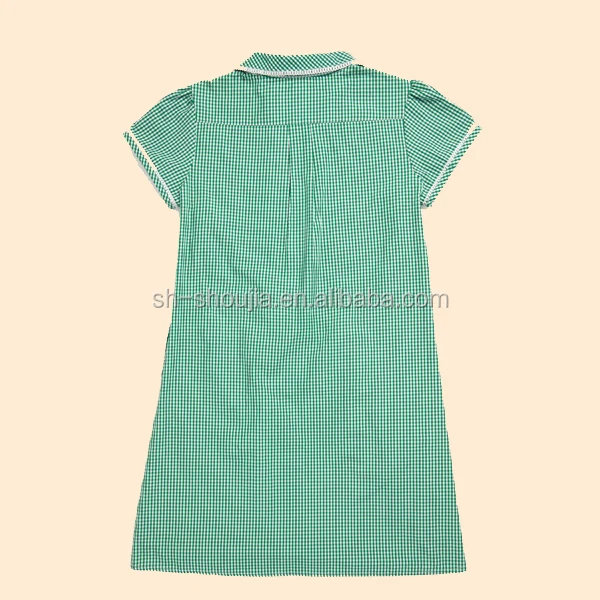 Green Gingham Dress School Uniform - Anti-Shrink & Anti-wrinkle