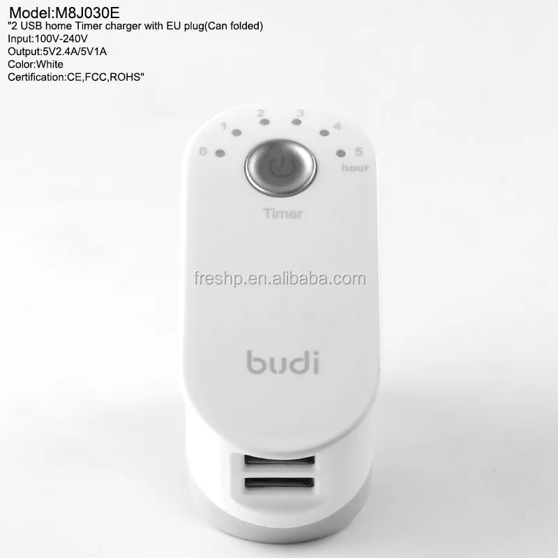 Budi 2 Usb Timer Wall Home Charger With Timer Folding Eu Plug Travel ...