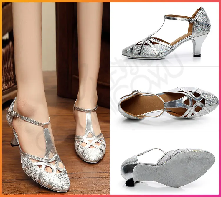 Line Dance Shoes For Woman Cape Ribbon Shoes Custom Lady Women Silvery ...