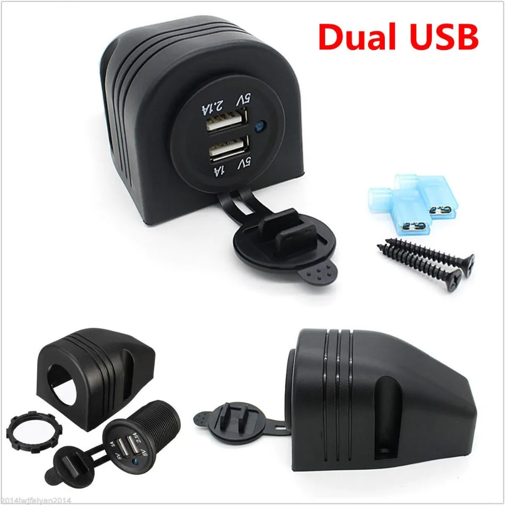 Double Port 12v Car Usb Flush Mount Socket +bracket One Hole+usb Cover ...