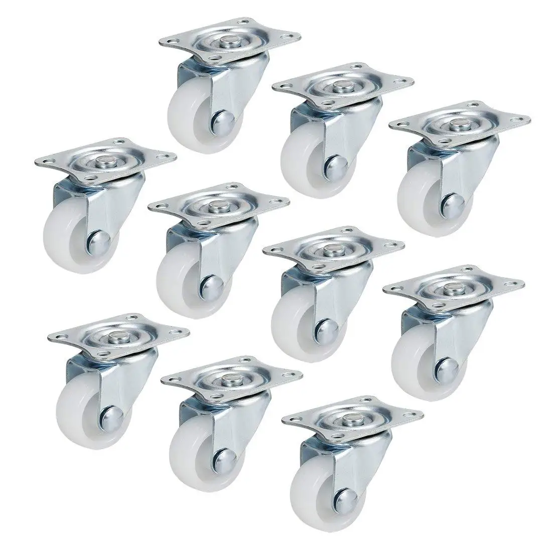 Load Capacity White 8Pcs 1.5-inch Non-Rotating Rigid Wheels PP Plastic ...