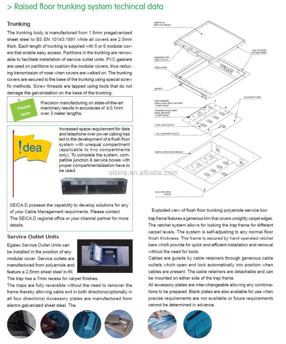 Electrical Raised Floor Box Systems - under Floor Flush Outlet Box
