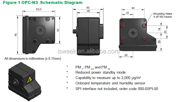 Alphasense Optical Particle Sensor PM1 PM2.5 PM10 OPC-N3