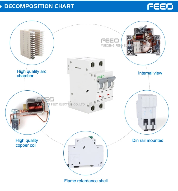 Feeo Fe7-63 1p,2p,3p,4p Ac Mcb Miniature Circuit Breaker 230v400vac 1-63a China Manufacturer ...