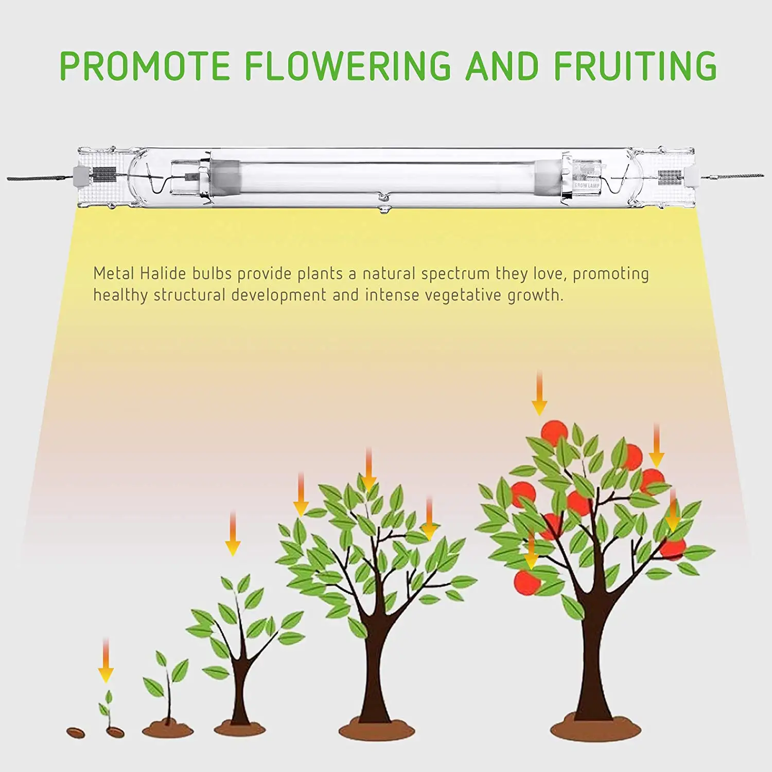 MH 1000W Double Ended Metal Halide Grow Light Lamp - 15000hrs