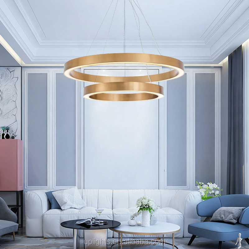 Large Rings Led Pendant Lights Gold Hanging Lamp For Restaurant Pendant ...