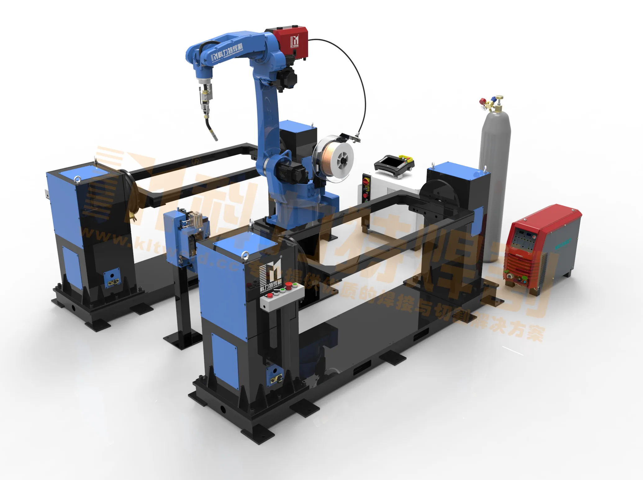 Double Station Welding Robot Workstation,Robotic Arm 6 Axis Co2 Mig Mag ...