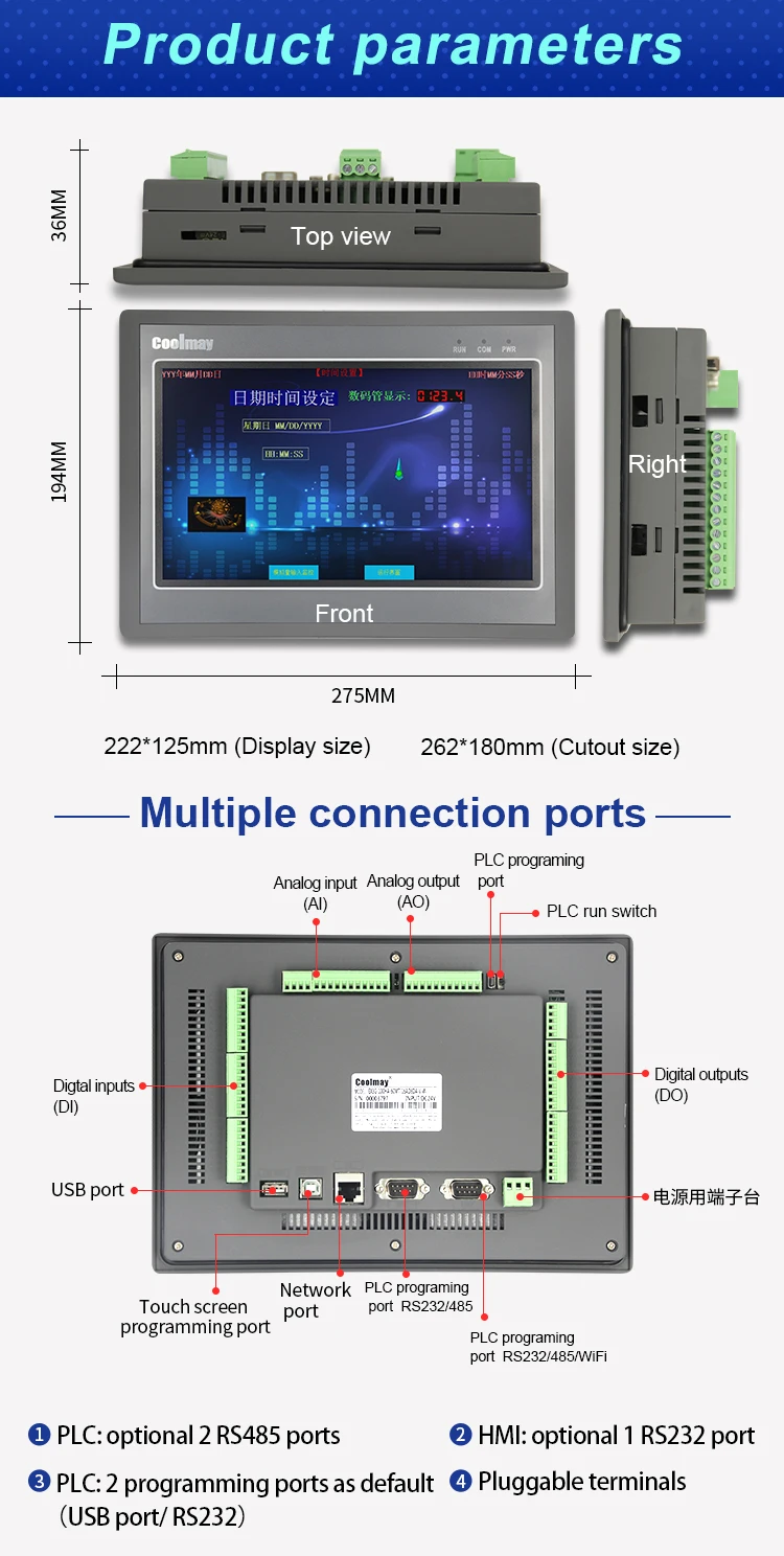 Pantalla táctil de 7 pulgadas HMI + PLC todo en uno| Alibaba.com