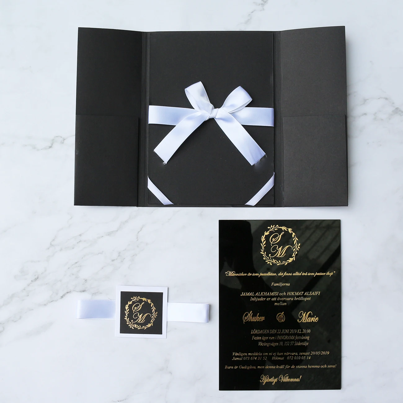 Unique Hard Cover Folder Black Acrylic Wedding Invitation Card Suit ...