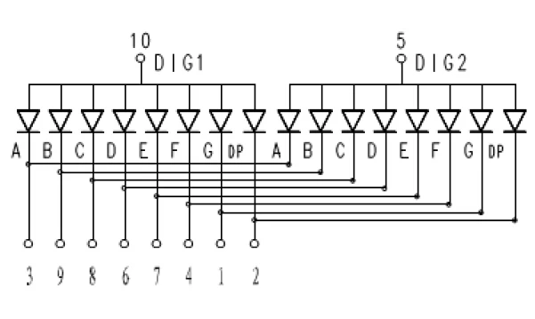 Common Anode Fnd Dip Series Red Color 7 Segment 2 Digit 0.4" Led ...