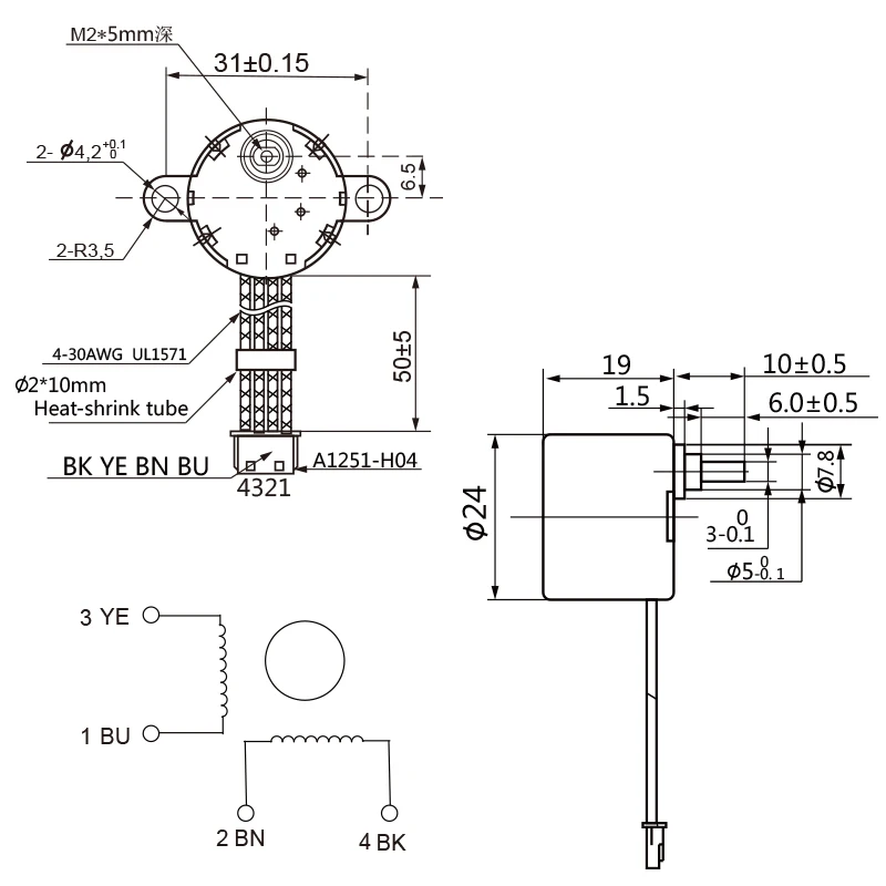 Maintex 24mm Permanent Magnet 24byj Stepper Motor 3v 5v For Ip Cctv ...