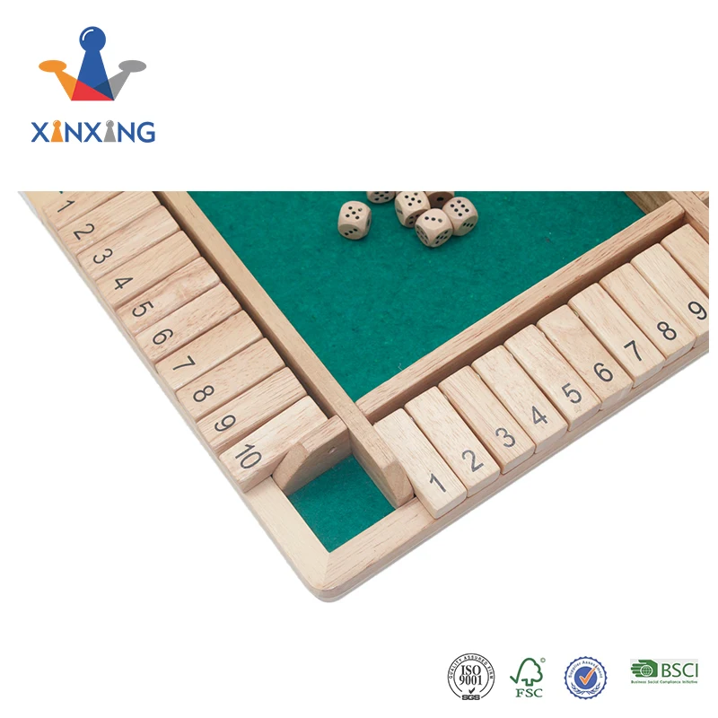 4 Color Wooden Shut The Box 4 Player Game Set Including 8 Color Dice ...