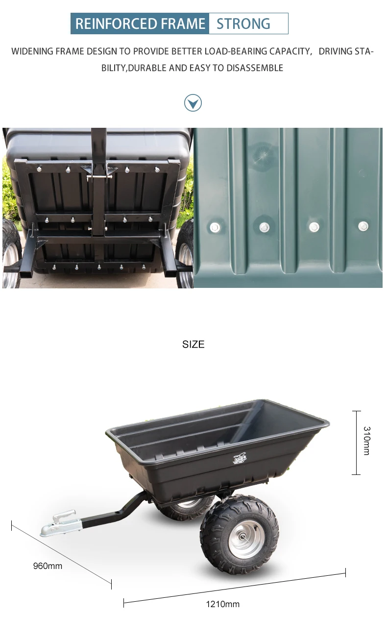 Heavy Duty Poly Plastic Garden Farm Atv Dump Trailer Cart