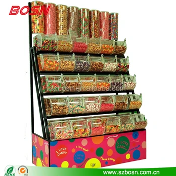 Acrylic 4 Layer Acrylic Bulk Food Display Cabinet Perspex Candy Store ...