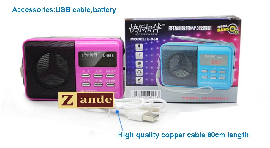 Portable Mini Fm Auto Scan Radio L-968 Support Usb Flash Drive And Sd ...