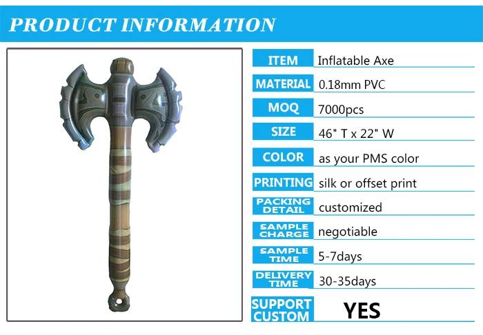 Promotional Customized Pvc Inflatable Axe Toy Plastic Axe Toy Kids Soft ...