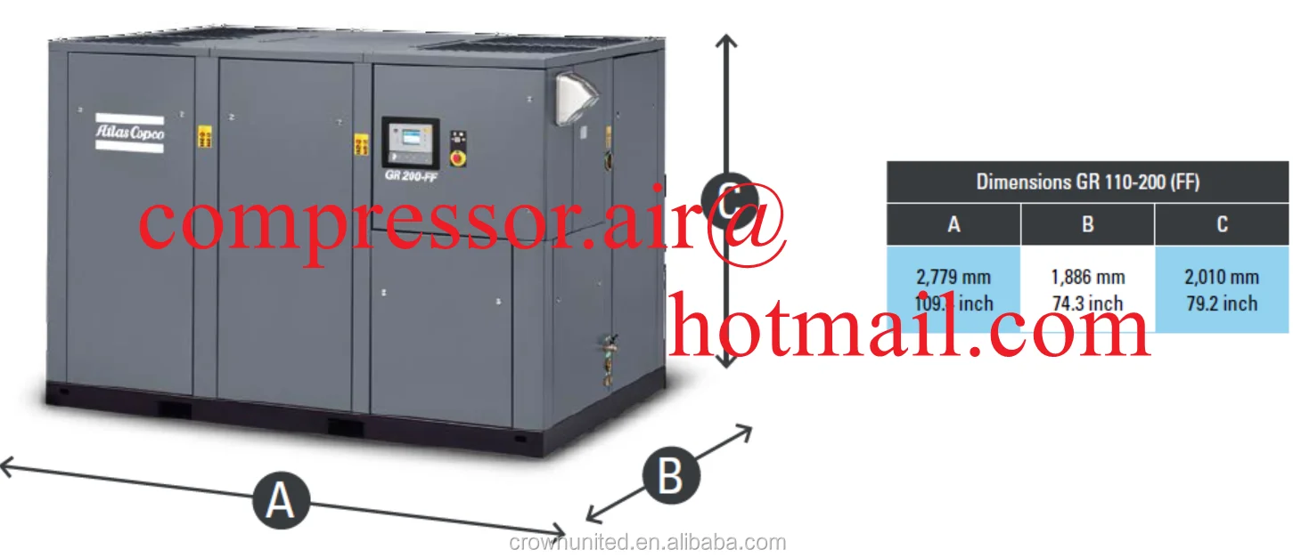 GR200 GR200FF, 200KW/270HP Atlascopco Compressor - Reliable Power