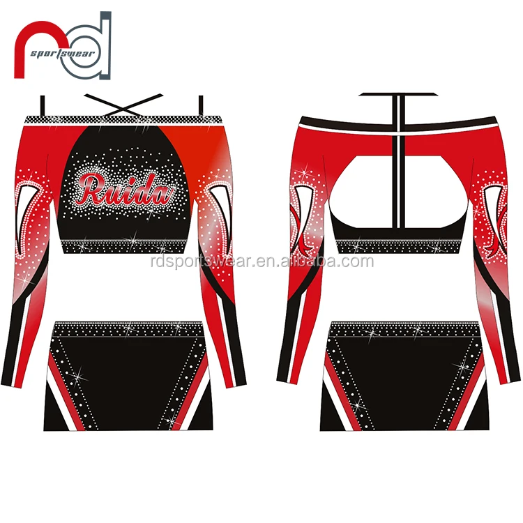 AB Crystal Design Your Own Crop Top RED Cheer Leader Uniform