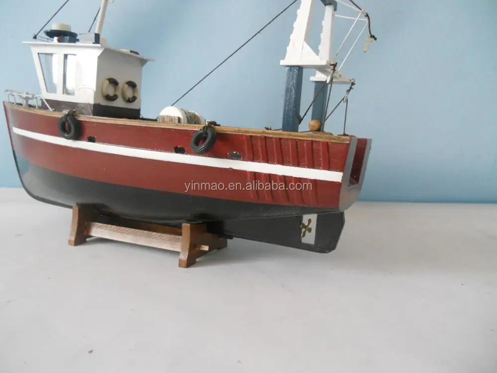 Wooden Fishing Tug Crab Boat Model,Red/black 45x14x35cm,Fishing Shrimp ...
