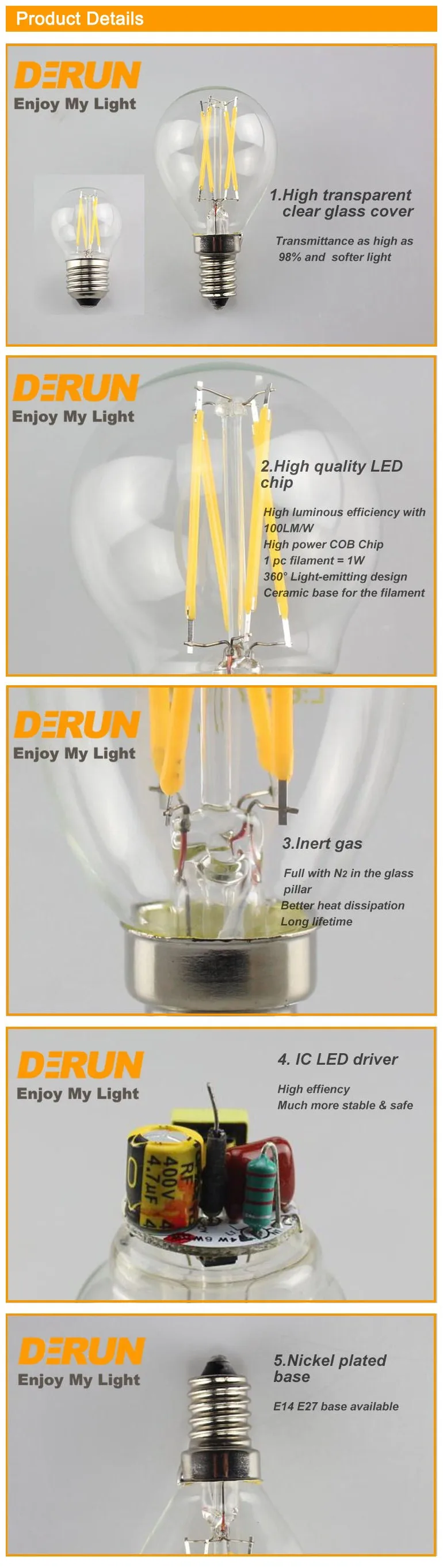 C35 Cal35 Frosted Soft White Milky 2w 4w E14 E12 Candle Bulb Edison ...