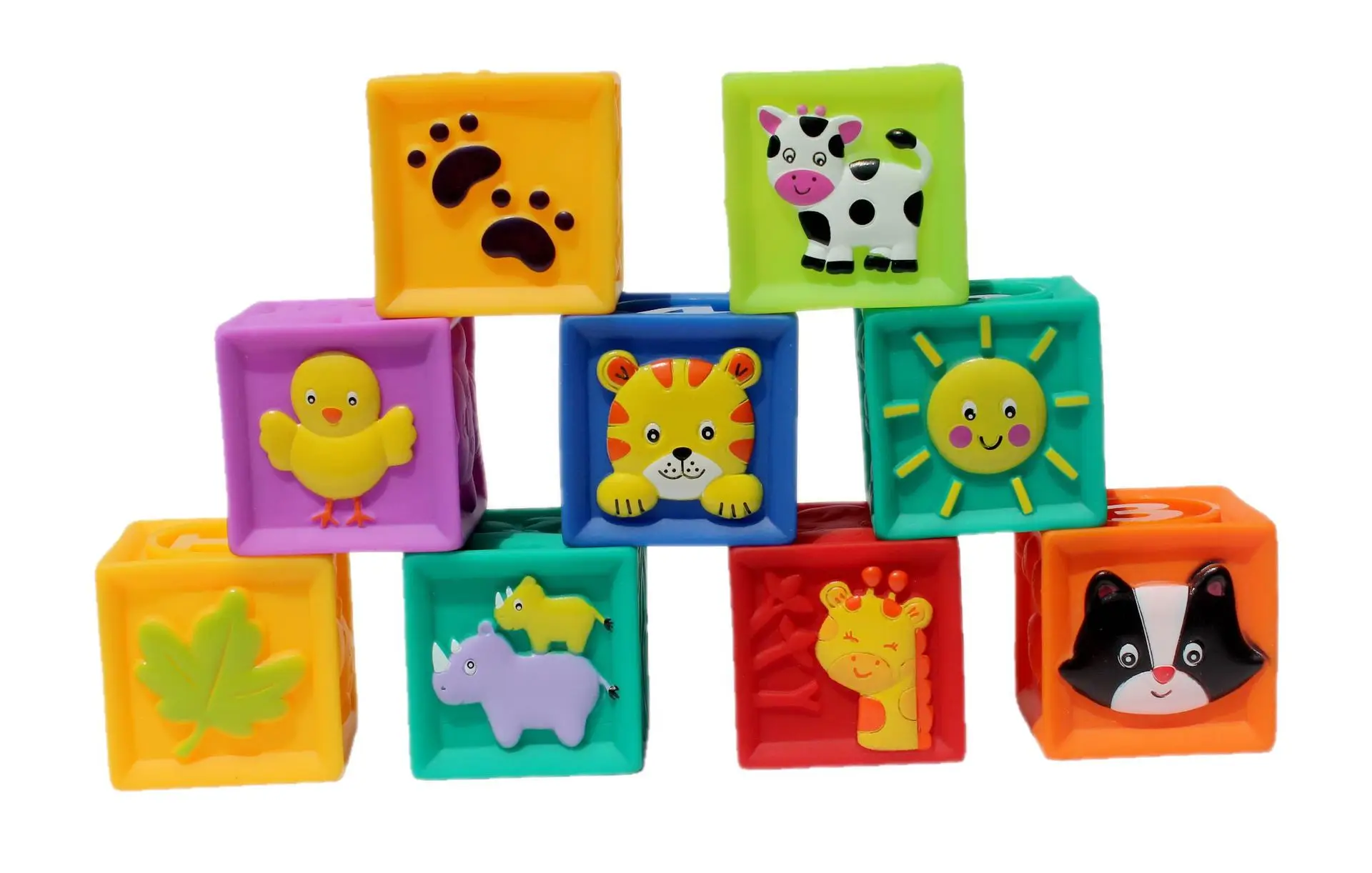 9 Unids/set Niños Bebé Suave Bloques De Construcción Cubo Apretar Pila ...
