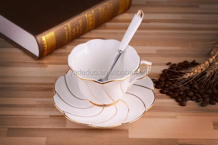 British Ceramic Gold Tea Cup Set Porcelain Gold Line Coffee Cup With ...