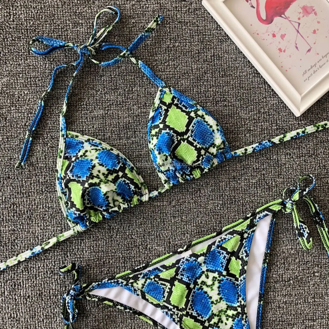 2019 Neon Green String Snake Extreme Micro Mini Bikini