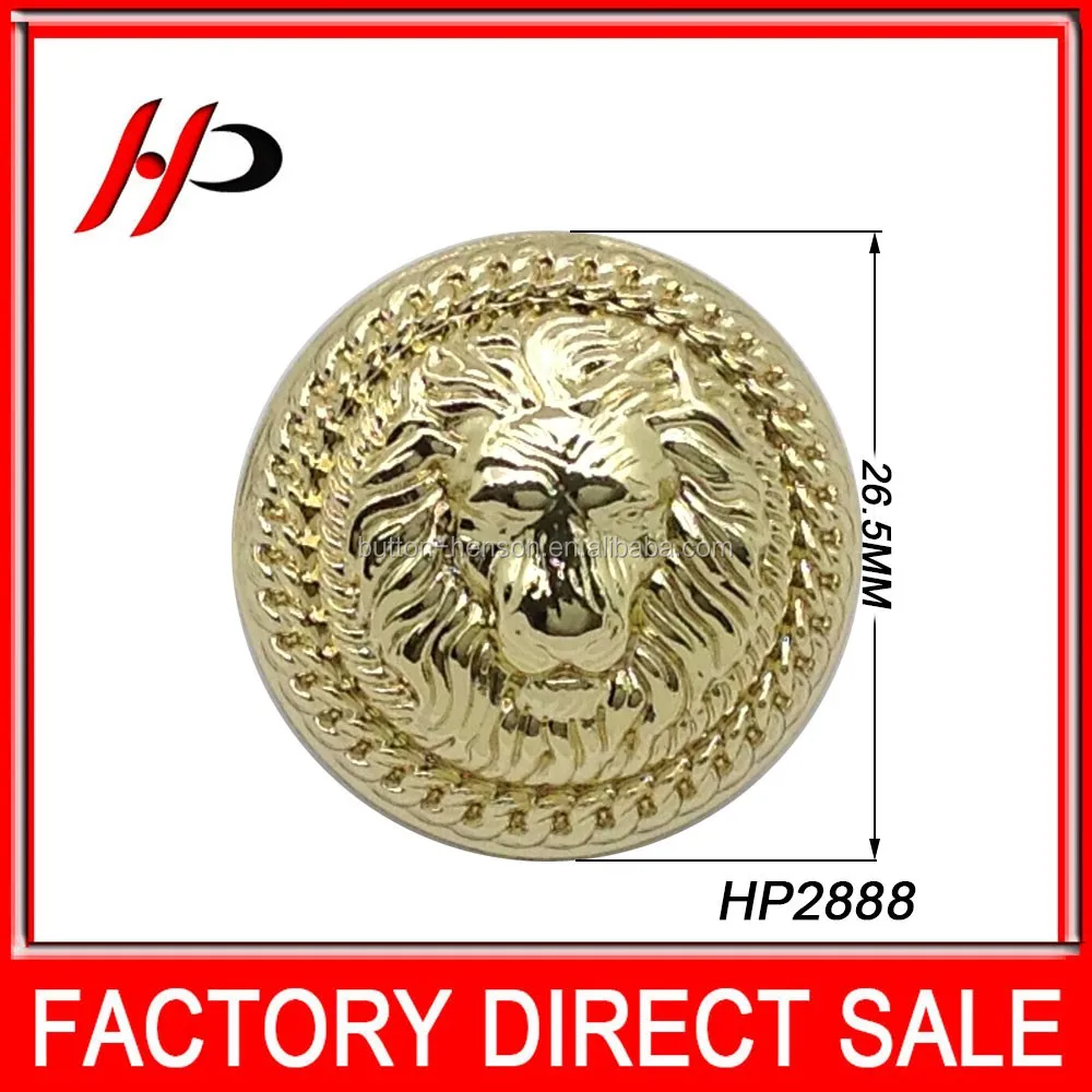 China Manufacturer Custom Embossed Lion Head Logo 26.5mm Brass Metal ...