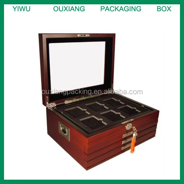 1 NEW Deluxe Glass Top Wood Display Storage Box for 24 PCGS NGC Slabbed ...