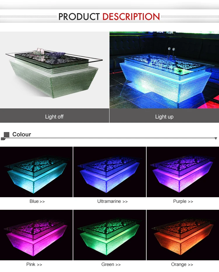 LED Light up KTV Glass Table Furniture - Modern & Stylish