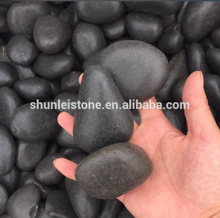 Polished Black River Rocks - Natural Pebbles for Decor