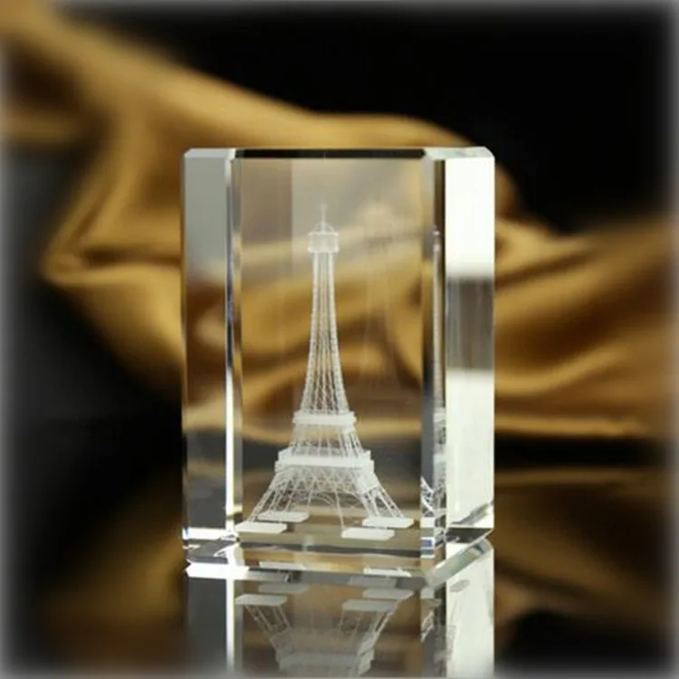 Wholesale Custom 3d Laser Engraved Crystal Glass Cube For Eiffel Tower ...