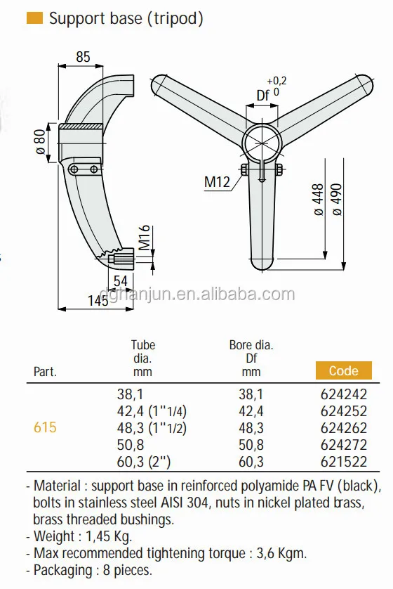 Plastic Tripod Support Base For Round Tube Conveyor Tripod - Buy Tripod ...